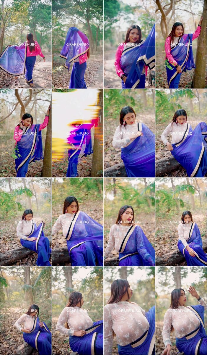 Moumi Showing Boobs through Net Blouse in Outdoor Photoshoot ~ A