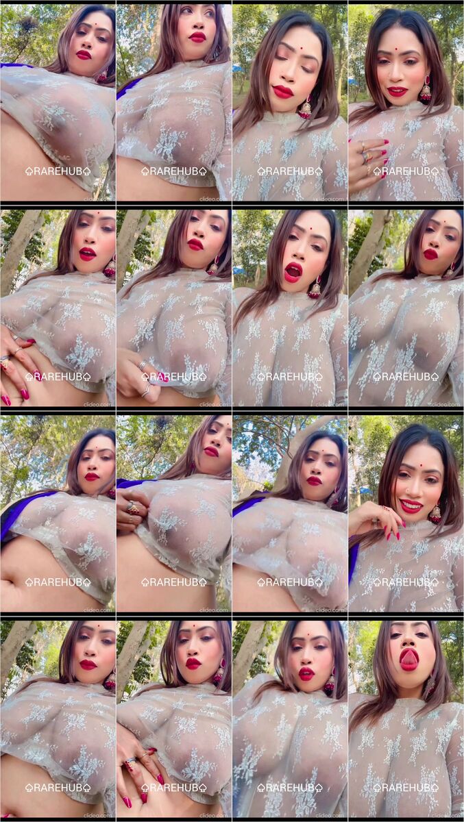 Moumita Hot Bong Model transparent dress nipple show outdoor HD