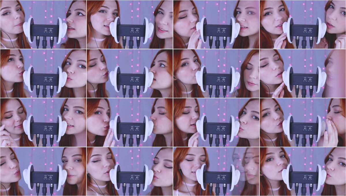 Maimy ASMR - Twins - Ear Noms, Kissing, Inaudible Whispers