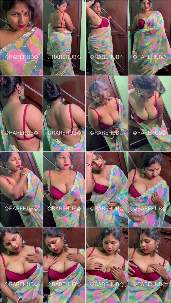 Pooja Sharma Teasing in Bra & Saree ~ App Content