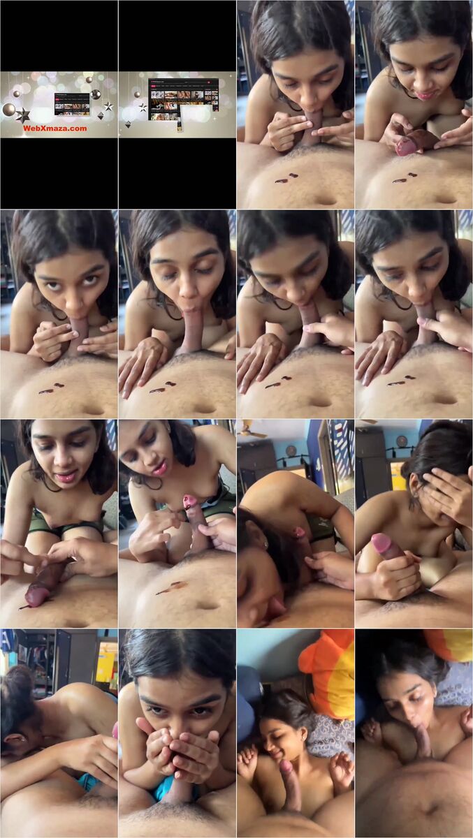 Cute GF Giving Blowjob After Applying Chocolate on Boyfriends Di