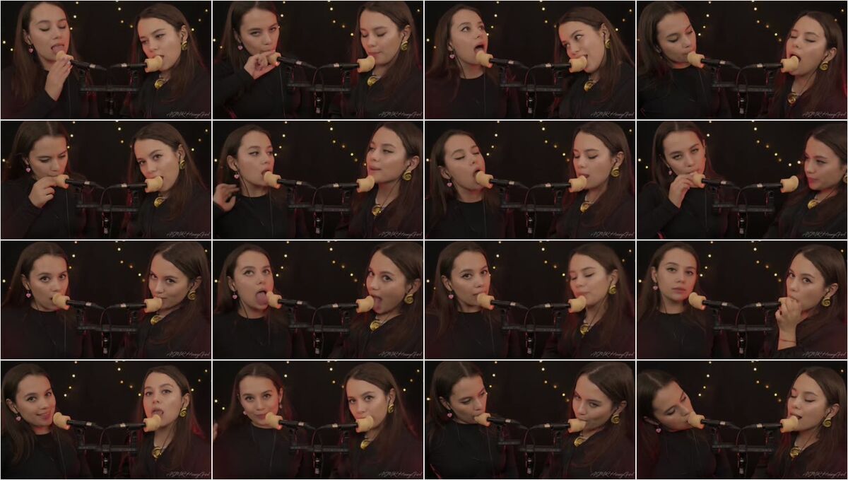 ASMR HoneyGirl - Double licking the silicone ears on the microph
