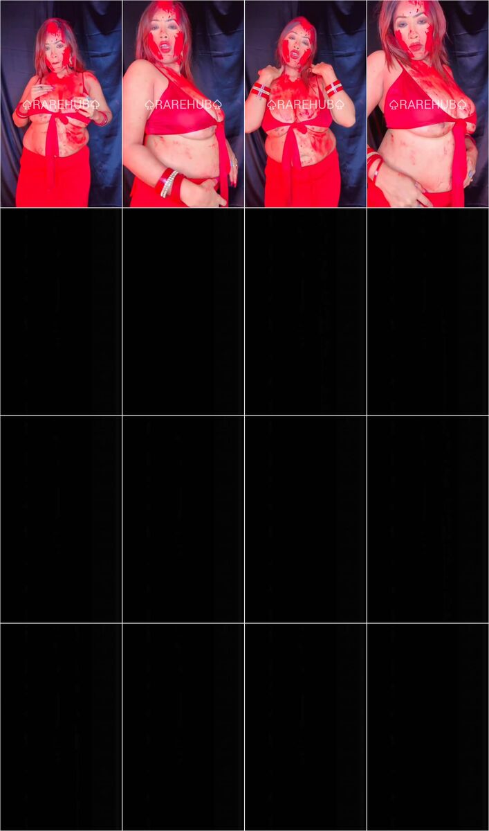 Moumi Coverd in Red Gulal & Showing Boobs ~ App Content