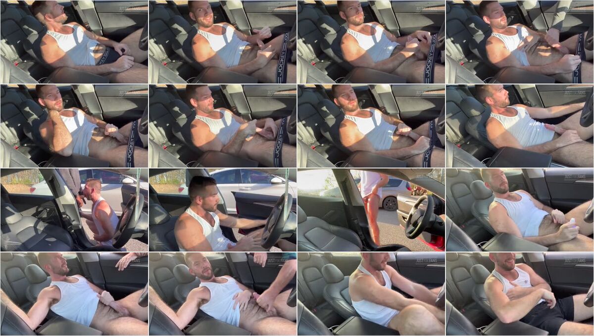 JAY MASON Handsome Bearded Straight Guy Jerking Off In Car Shame