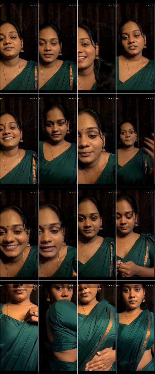 Kanmani Green Saree Paid Live chat - Cleavage