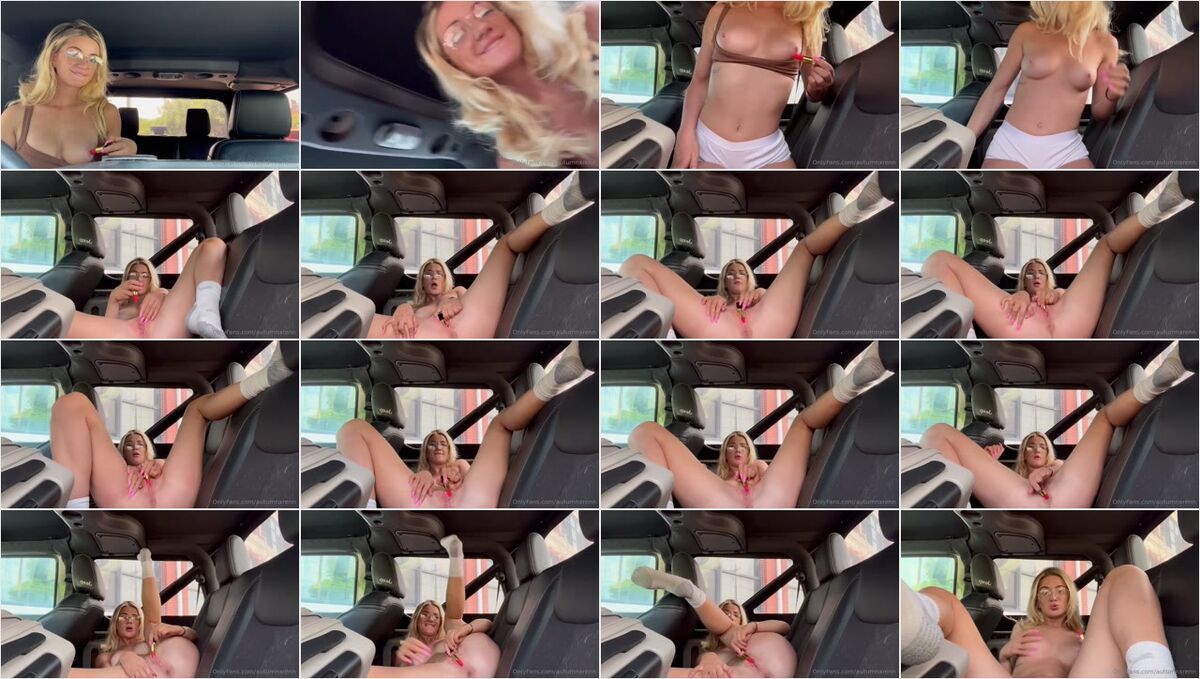 Autumn Ren - Lipstick Vibrator - Pussy masturbation in Car